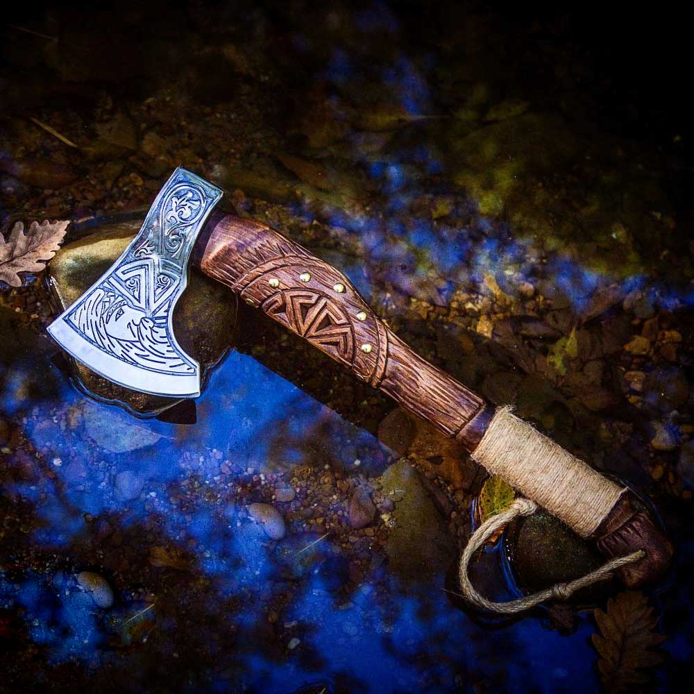 Classic Medieval Viking Axe Best Celtic Wood Carving Viking Axe | Birt ...