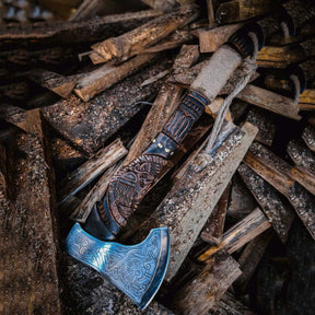 Celtic Valknut Viking Axe With Wood Carving Handle | Wedding Gift, Ann ...