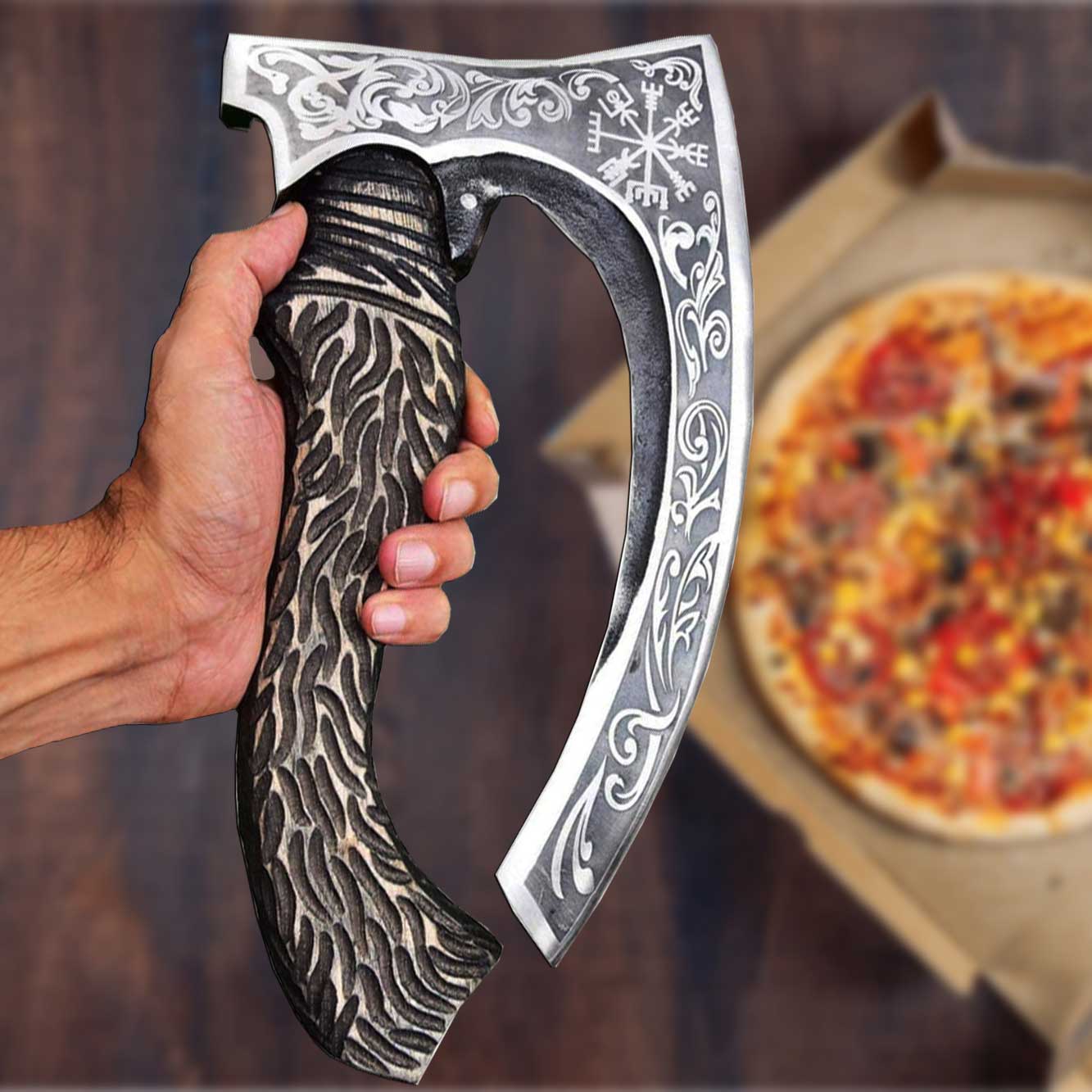Viking Vegvisir Pizza Axe Best Viking Pizza Cutter Axe | Annversary Gi ...